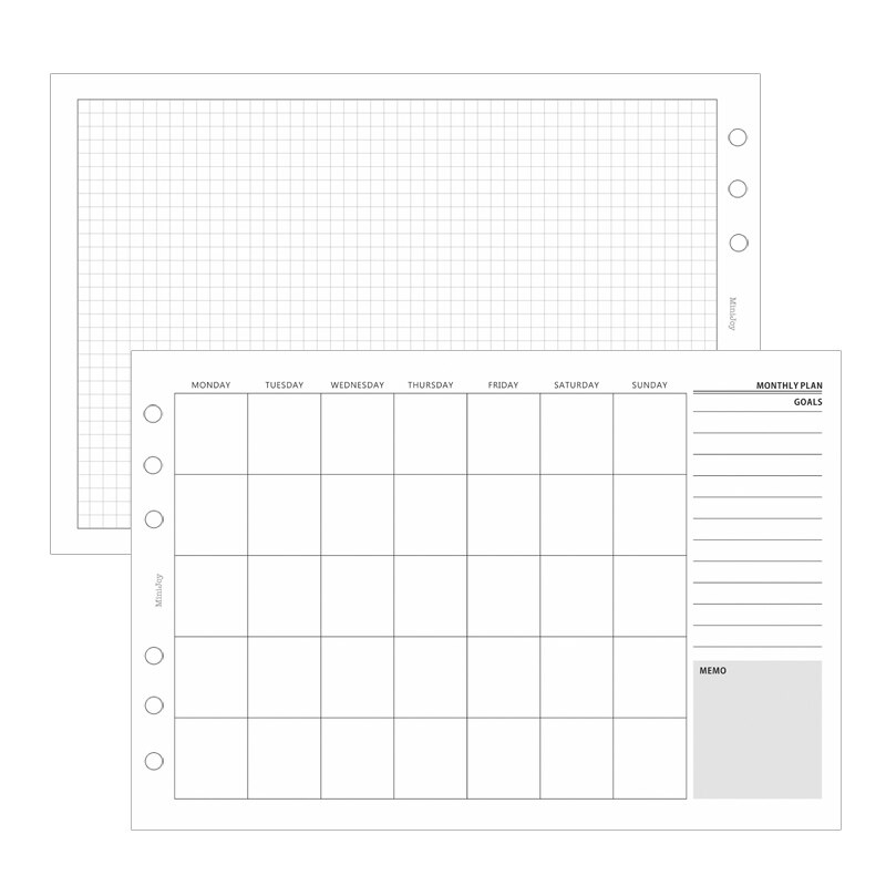 MyPretties Basic Monthly Planner Refill Papers A5 ... – Grandado