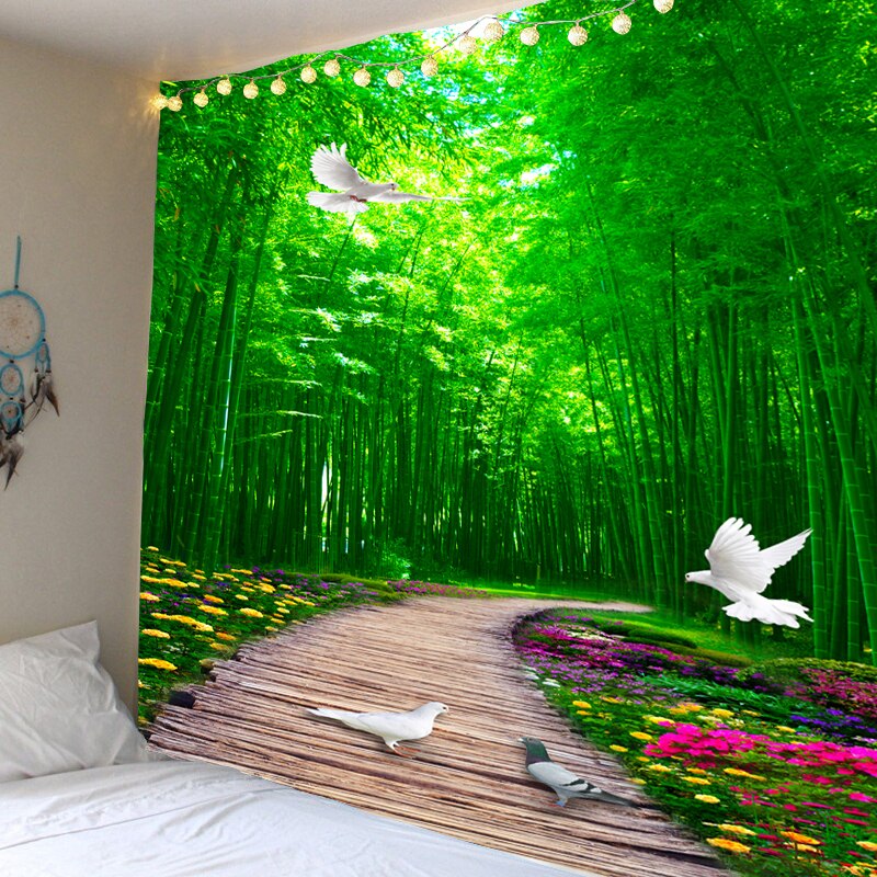 Bamboe Bos Groene Muur Tapijten Tapijt Home Decora... – Grandado