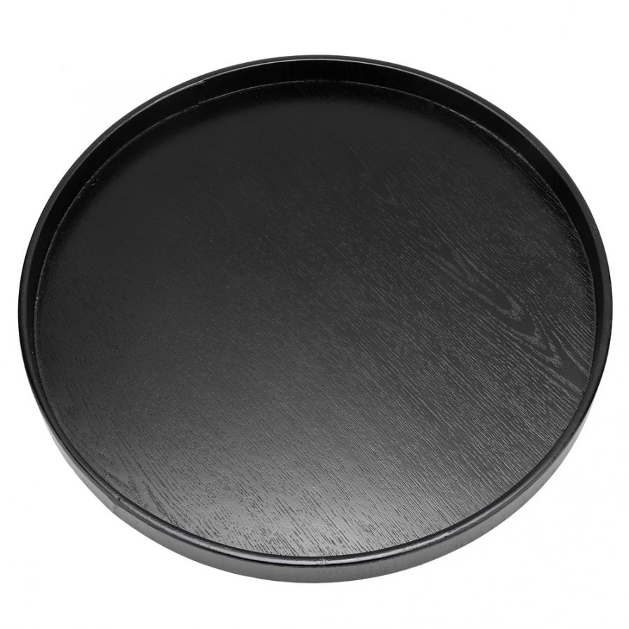 Black Anti-slip Wooden Tray Round Tea Tray Serving... – Grandado
