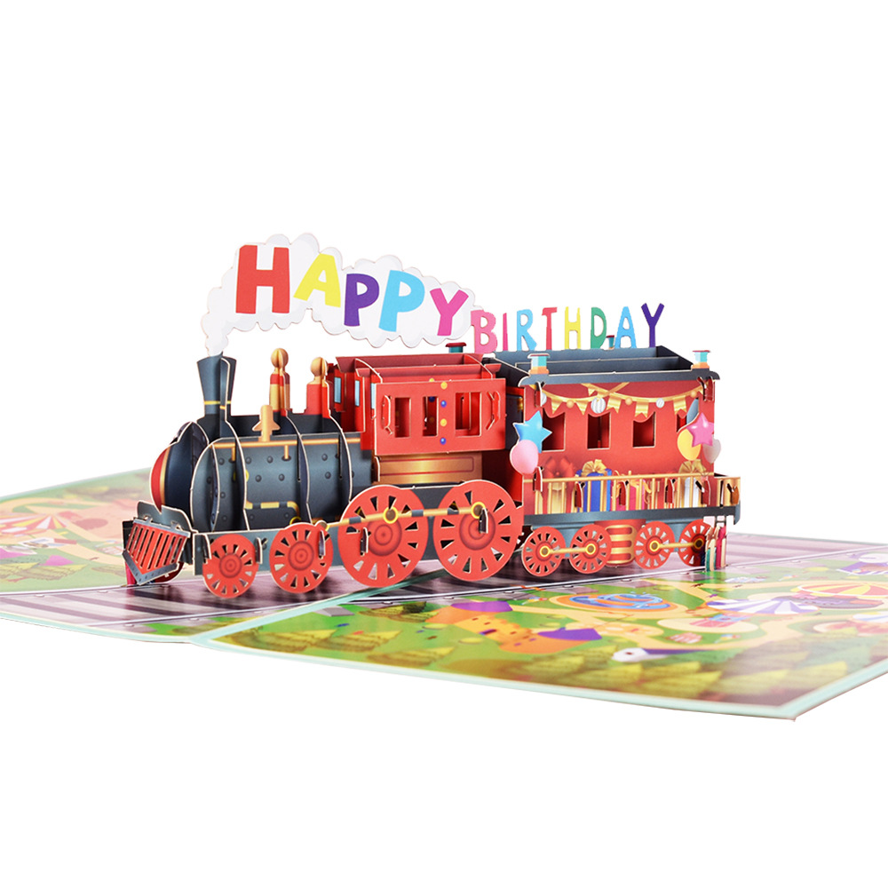 Happy Birthday Train 3D Greeting Card With Envelop... – Vicedeal