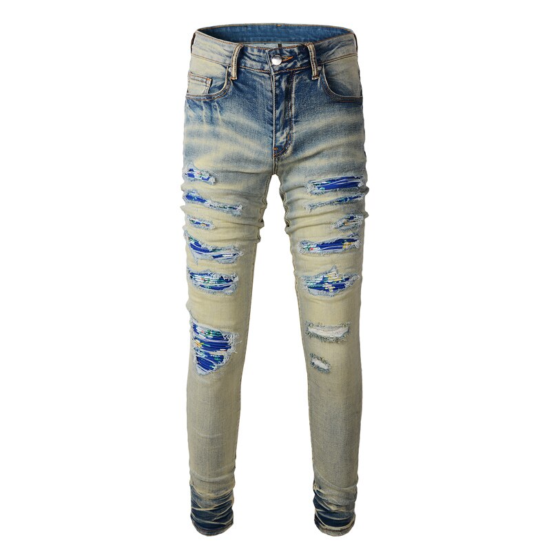 Streetwear Mode Mannen Jeans Retro Donkerblauw Ela Grandado