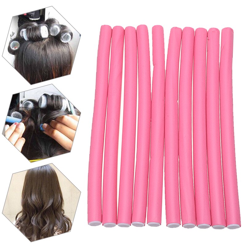10pcs Foam Diy Styling Hair Rollers 24cm Flexible Grandado