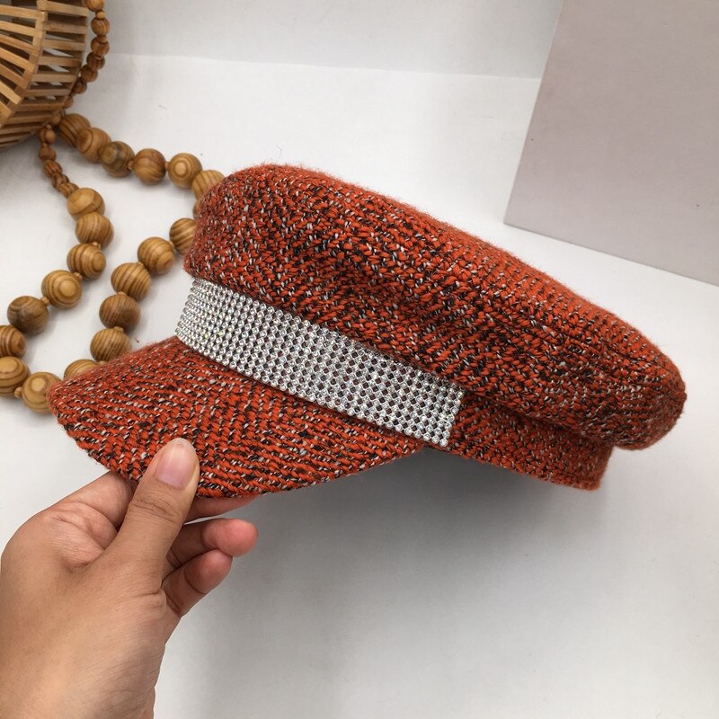 Han edition navy beret hat Korea octagonal newsboy... – Grandado