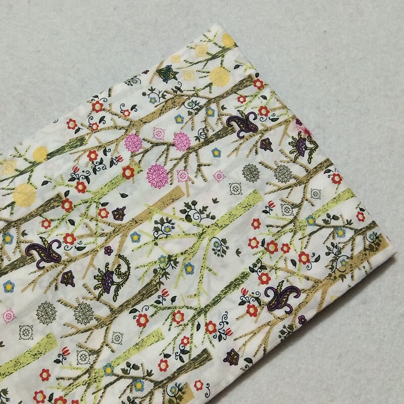 100% Plain Cotton Poplin Spring Forest Trees Print... – Vicedeal
