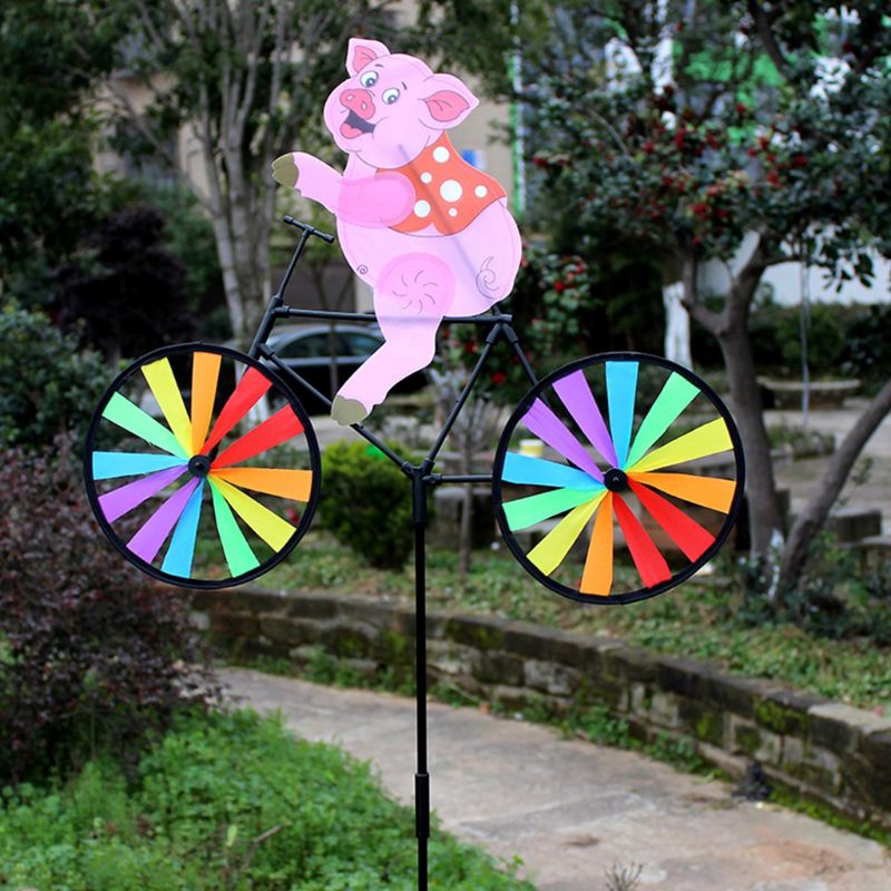 Cute 3D Animal pig on Bike Windmill Whirligig Gard... – Grandado