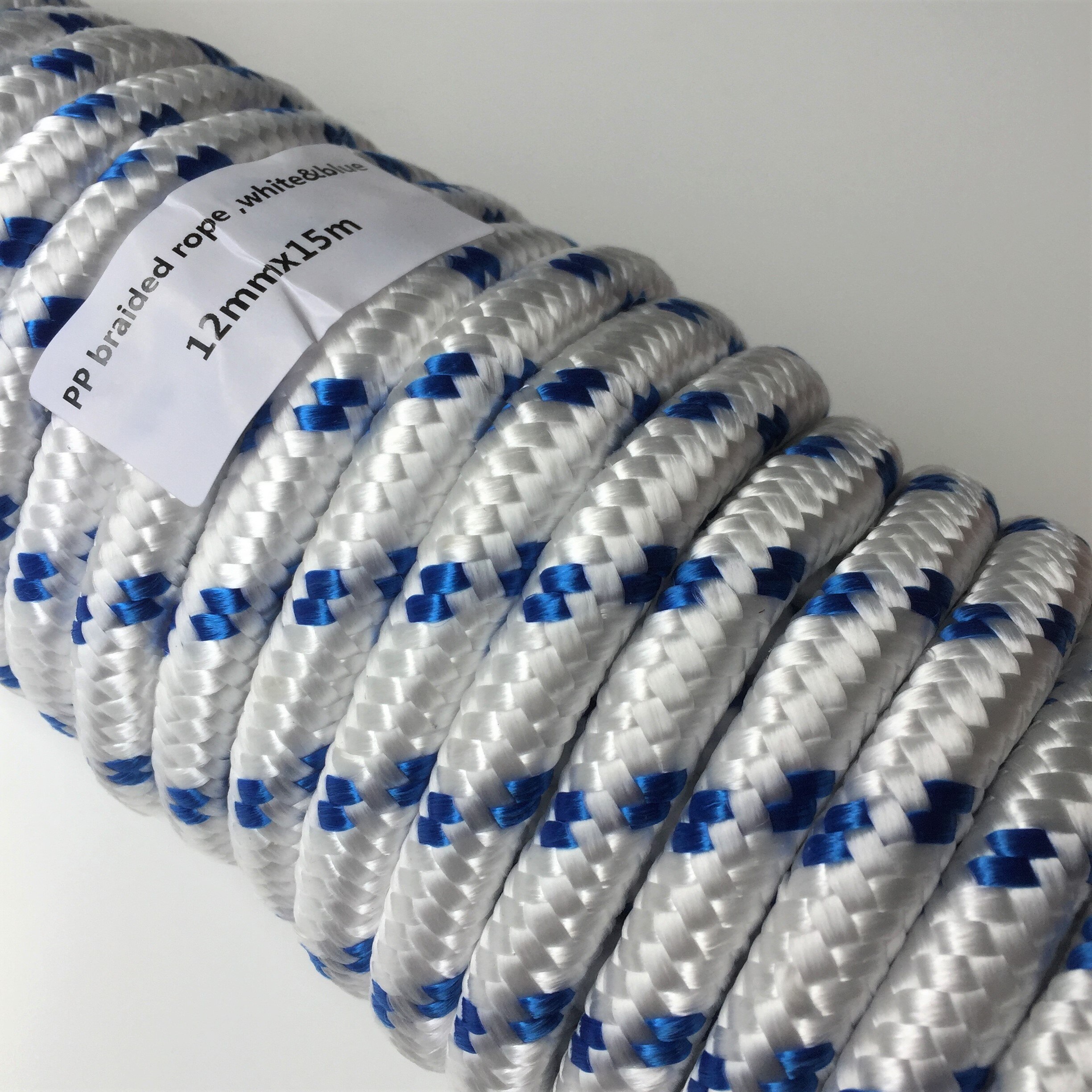 Heavy Duty 12Mm X 15M Wit & Blauw Gevlochten P... – Grandado