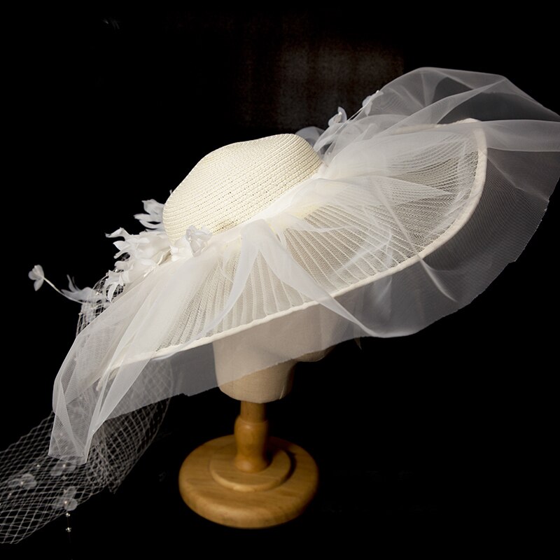 Vintage Floral Mesh Hat White Beige Fedoras Round ... – Vicedeal