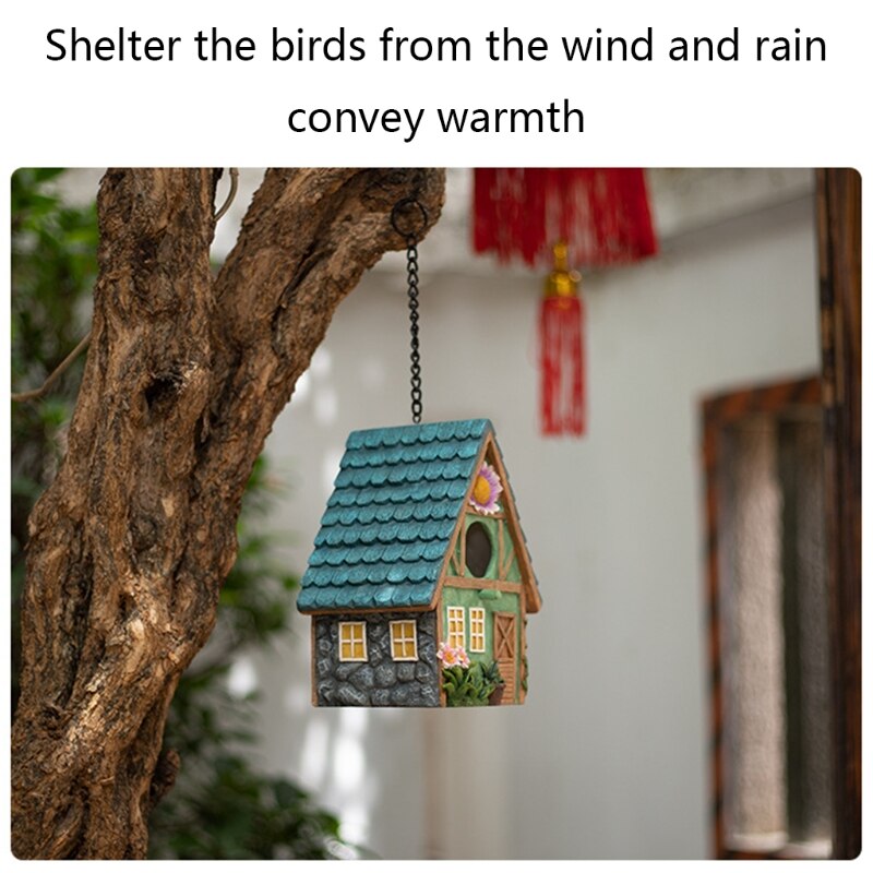 Resin Hand-Painted Colourful Birdhouse Garden Coun... – Grandado