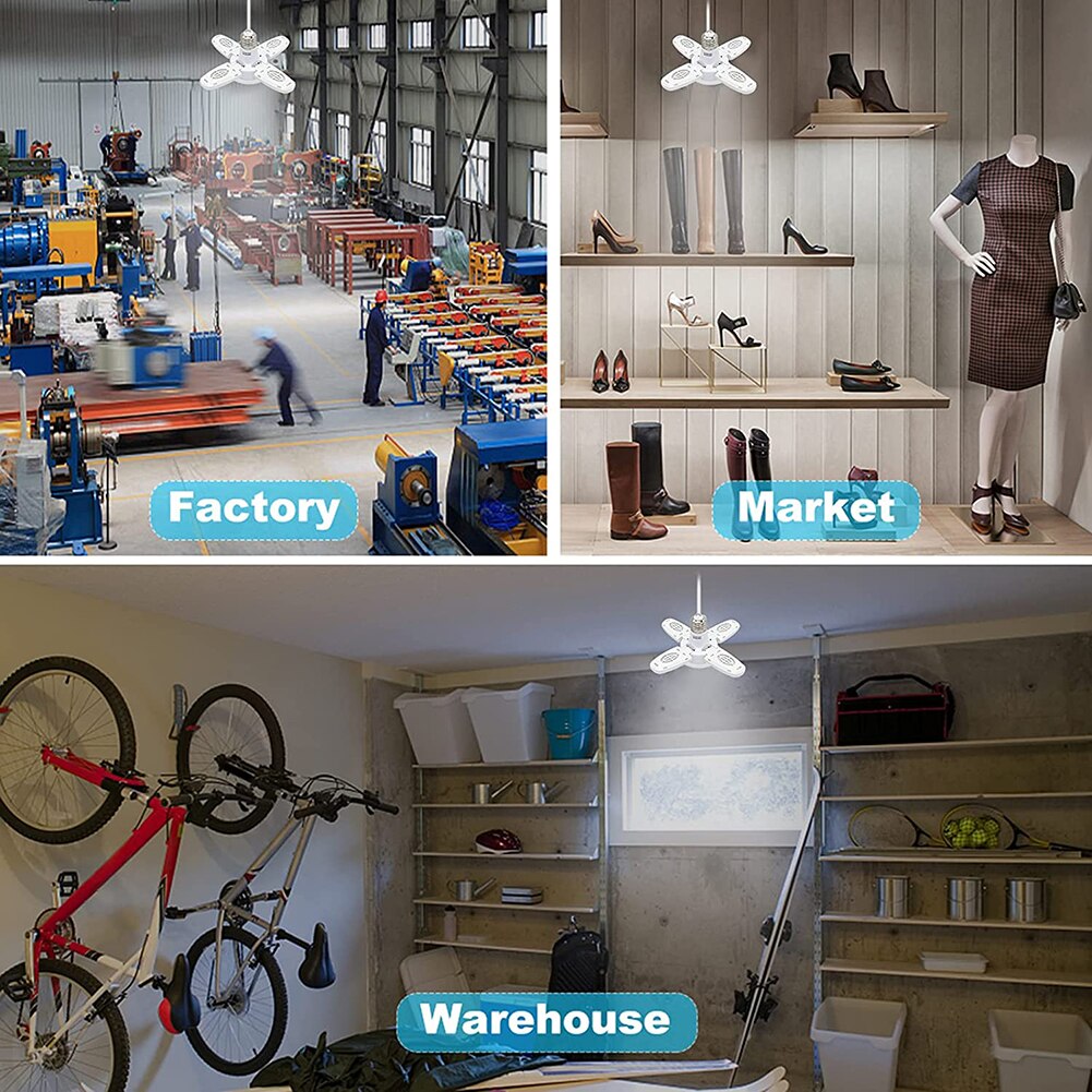 28W LED Garage Lights Foldable E27 Bulb 4 Adjustab... – Vicedeal