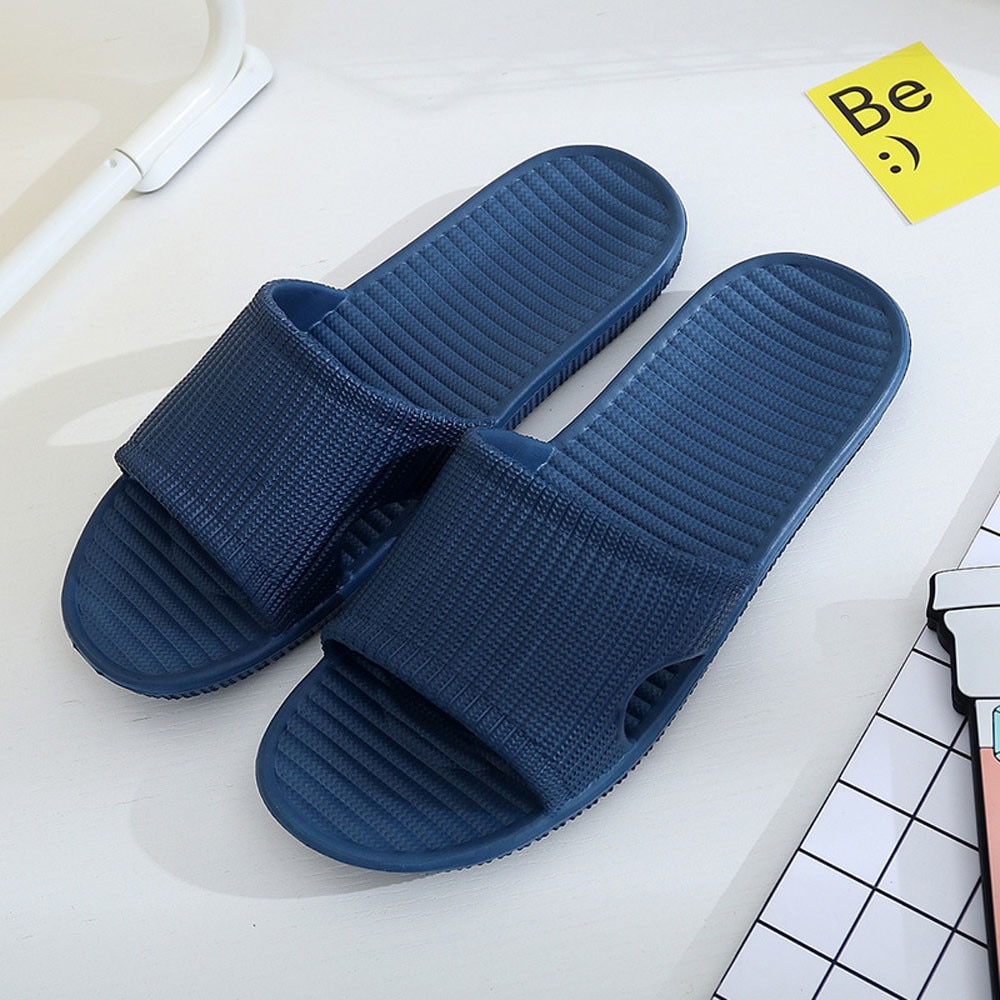 Vrouwen Mannen Streep Platte Bad Slippers Zomer St... – Vicedeal