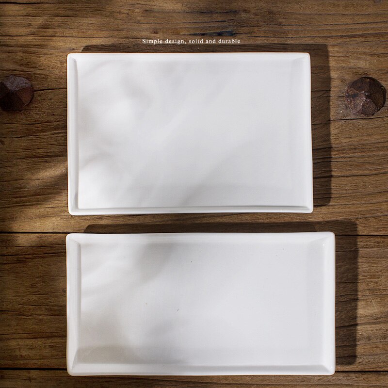 Pure white ceramic tray, rectangular fruit tray, t... – Grandado
