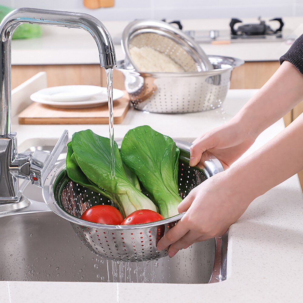 Stainless Steel Holes Washing Cleaning Rice Sieve ... – Grandado