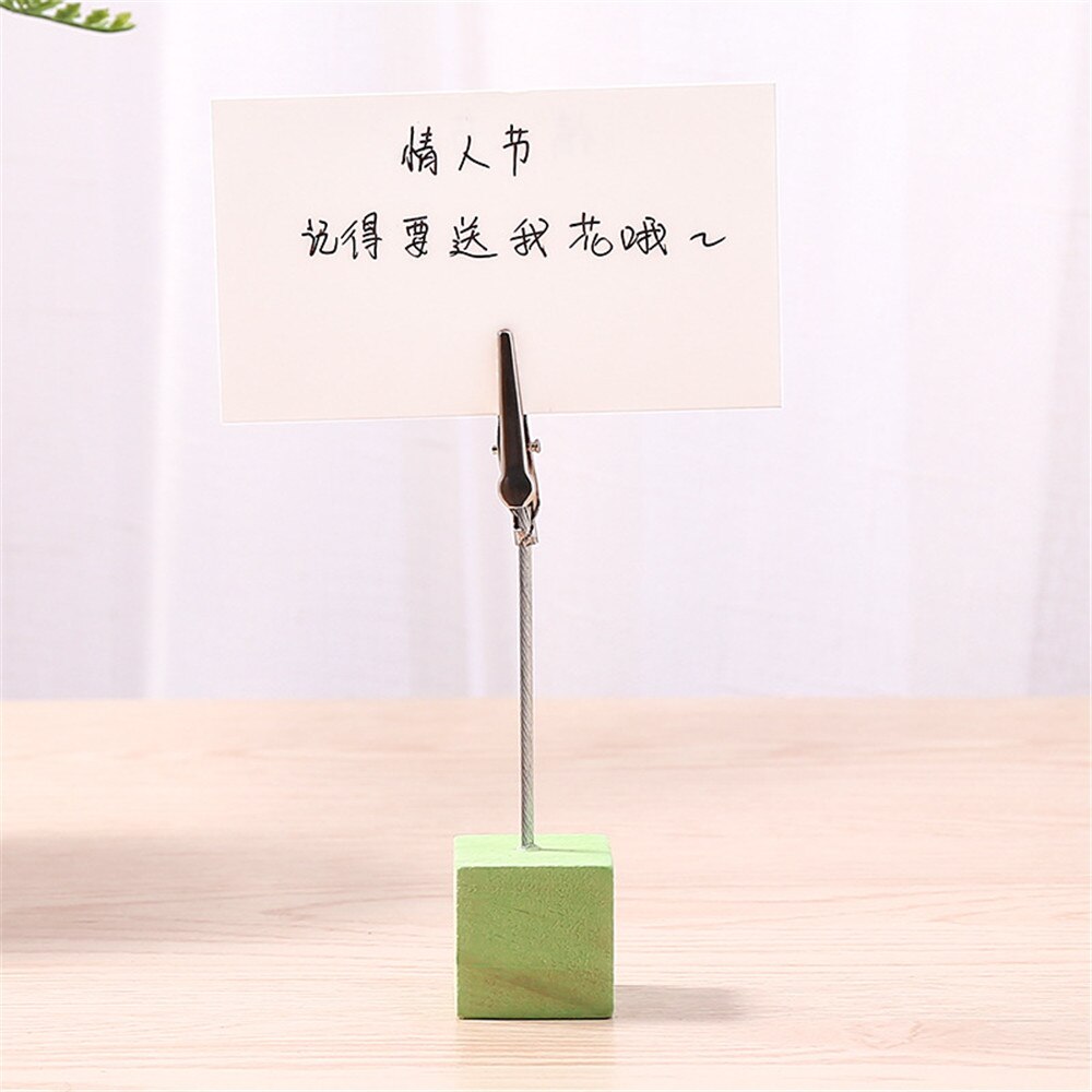 2pcs Colorful Wooden Cube Memo Clip Holder Iron Ph... – Vicedeal