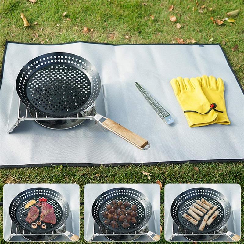 Outdoor Camping Foldable Round Frying Pan Picnic B... – Vicedeal