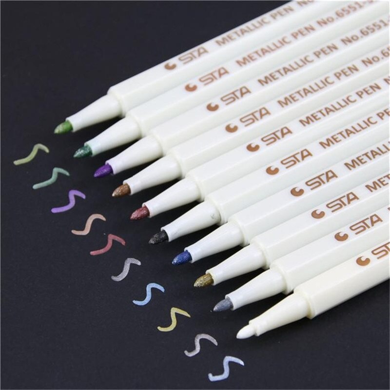 10 Colors Metallic Marker Pen STA Metallic Colored... – Vicedeal