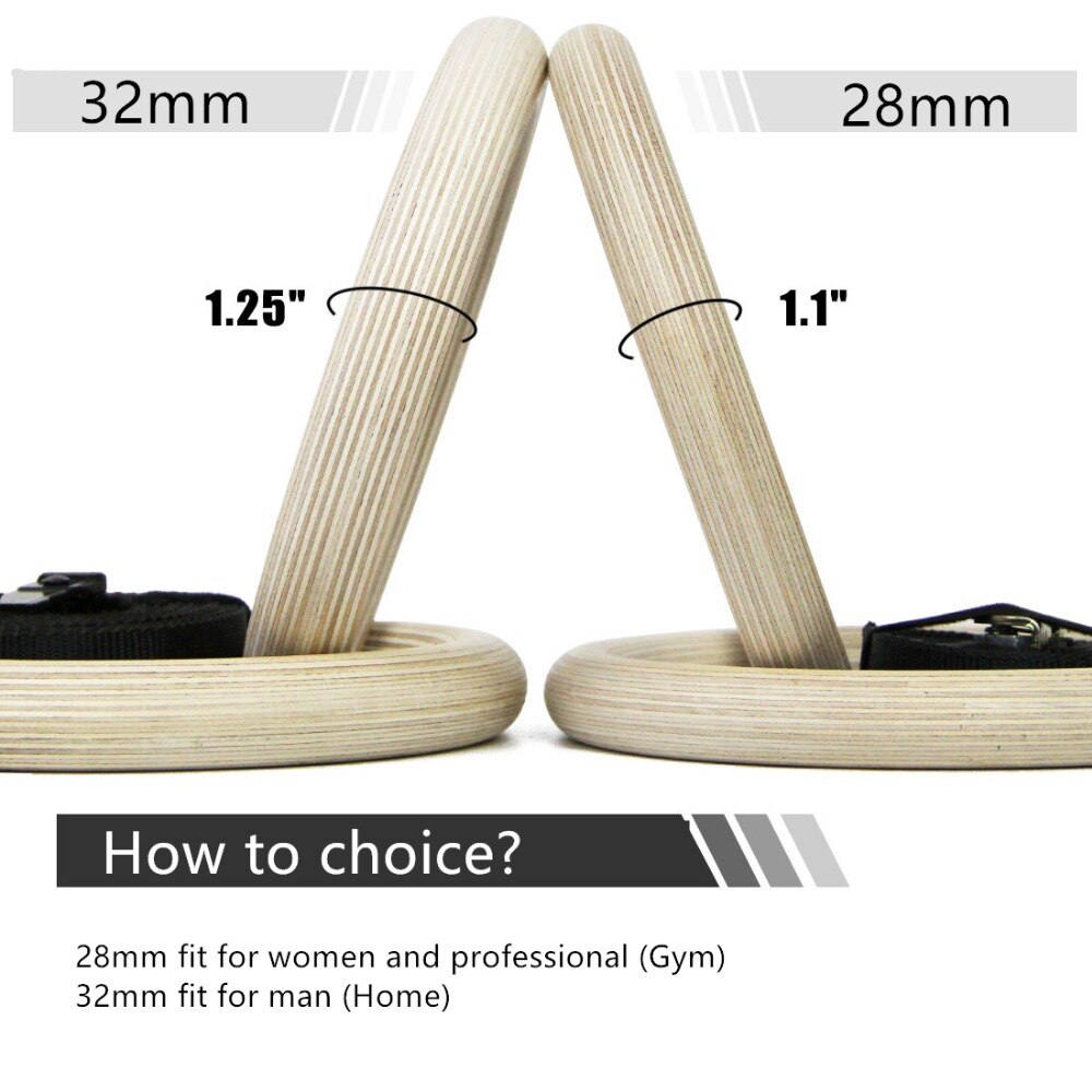28mm/32mm Wood Gymnastics Rings Wooden Fitness Oly... – Grandado