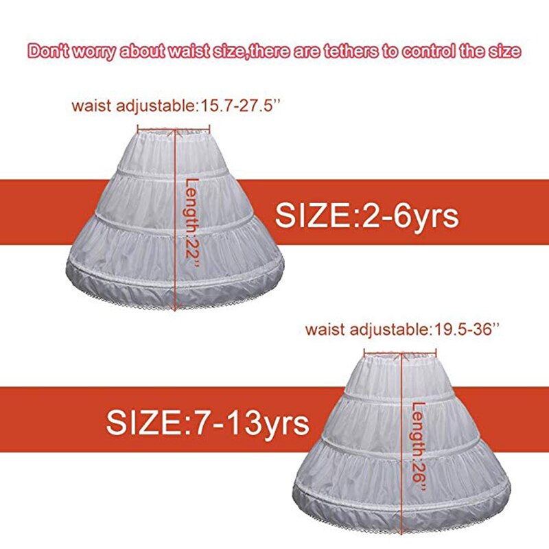 3 Three Hoops Kids Crinoline A Line Lace Trim Whit... – Grandado