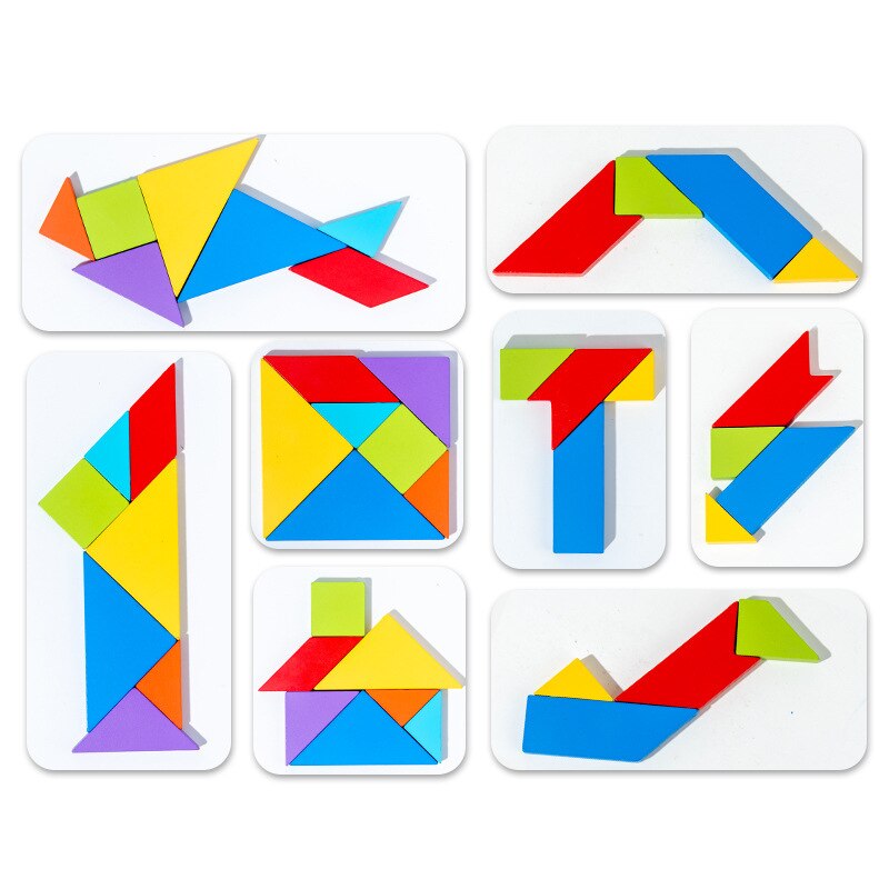Wooden 2-in-1 Shape Tangram Puzzle Board Geometry ... – Grandado