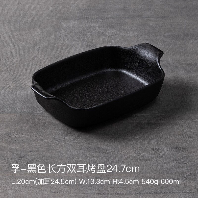 Black Ceramic Plate Microwaveable Square Food Dinn... – Grandado