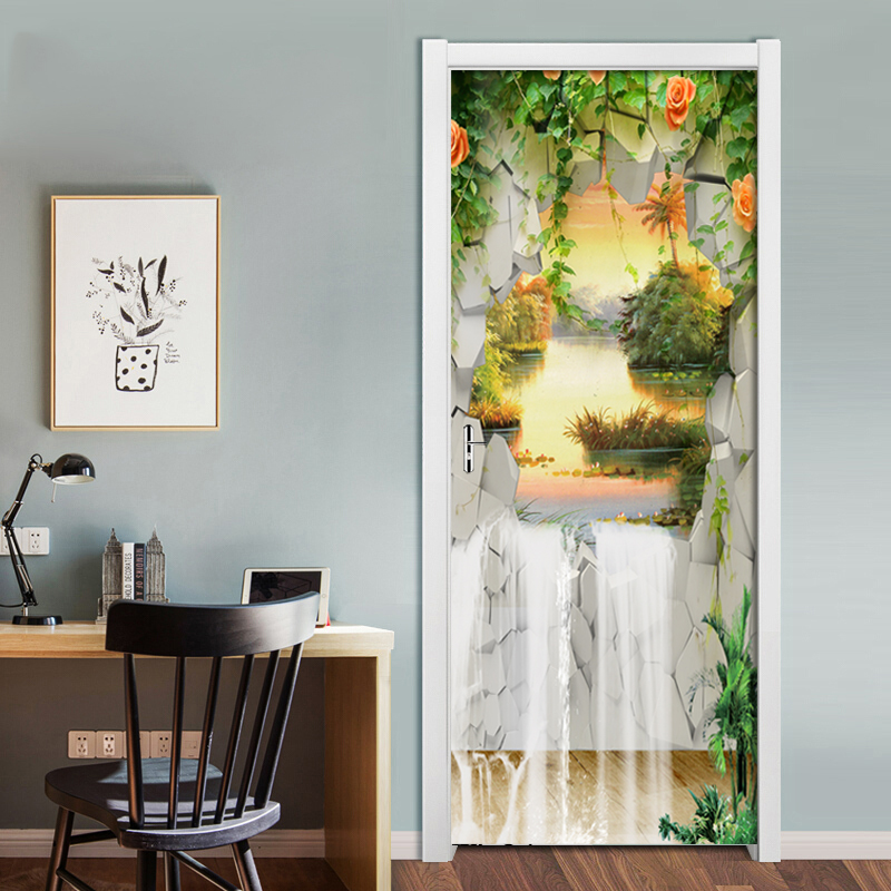 PVC Self-Adhesive Waterproof Door Wall Sticker 3D ... – Grandado