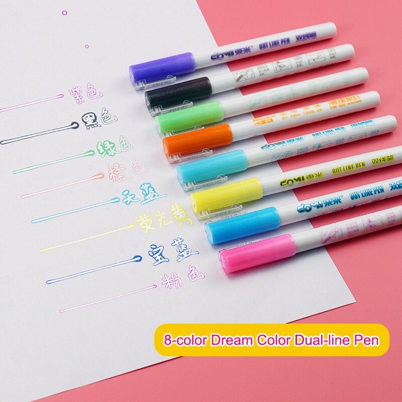Newly 8Pcs/Set Double Liner Outline Pen Writing Dr... – Grandado