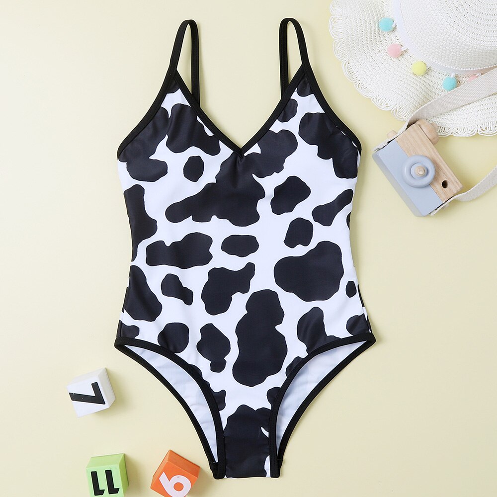 Cow Print Girl Swimsuit Kids One Piece Children ... – Vicedeal