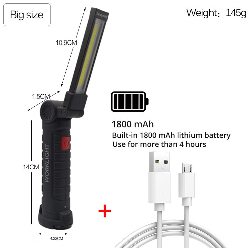 USB Rechargeable Flashlight Magnetic 5 Modes COB L... – Vicedeal