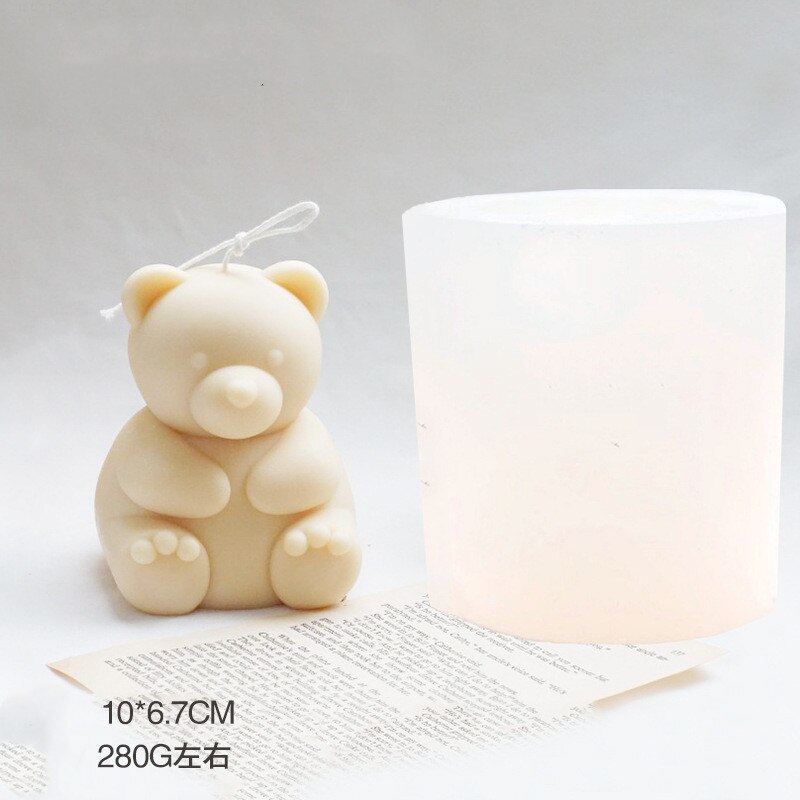 Cute big bear scented candle mold animal plaster c... – Grandado