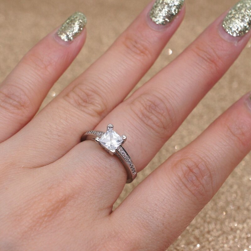 Simple Square Jewelry Ring Princess Cut 1ct AAAAA ... – Grandado