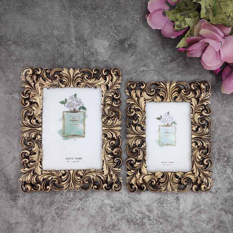 Retro gold/silver relief photo frame ornaments 6/7... – Grandado