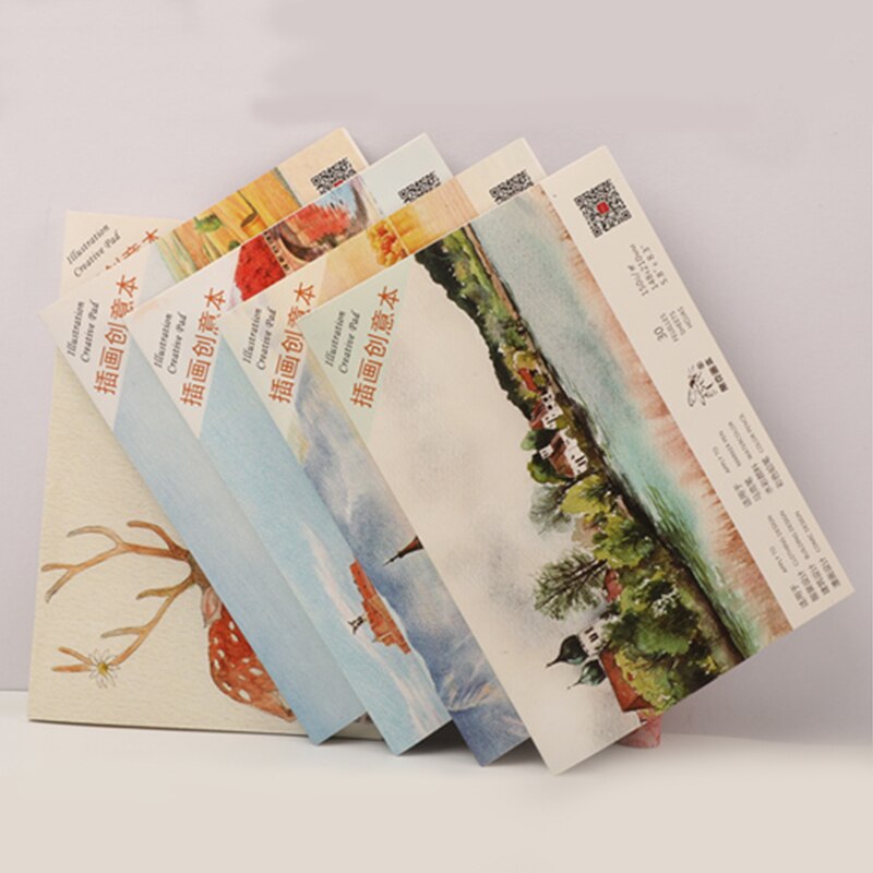 Watercolor on paper, hand-painted illustrations, p... – Grandado