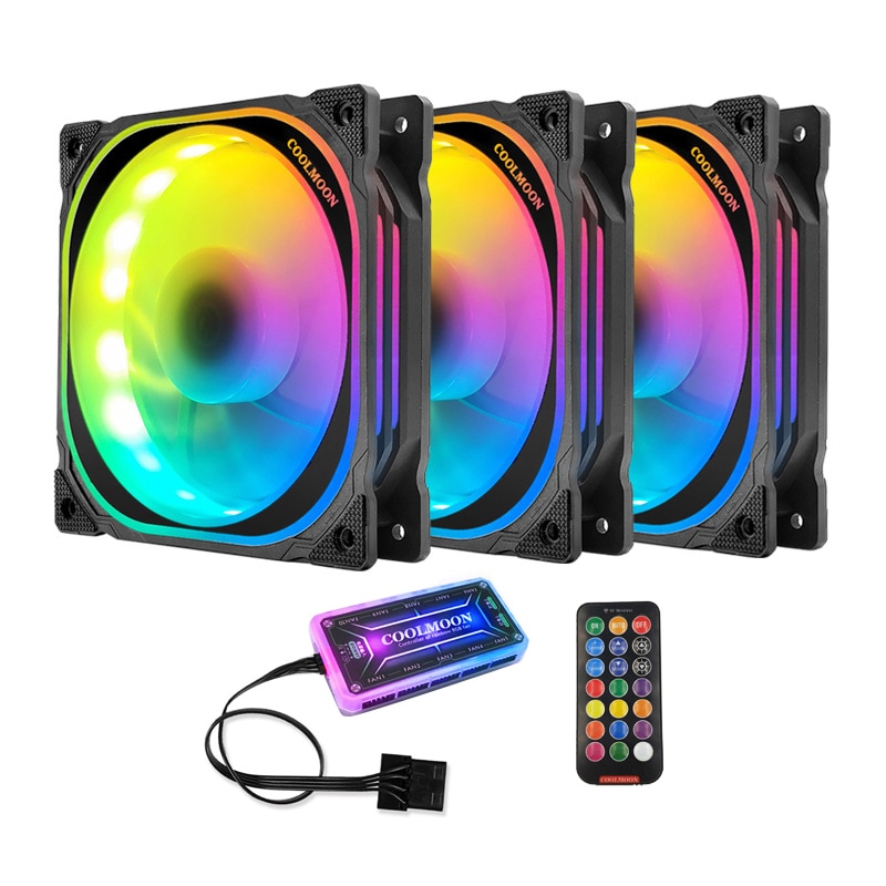 COOLMOON RGB Computer Case Fan, 12cm Multi-Layer S... – Grandado