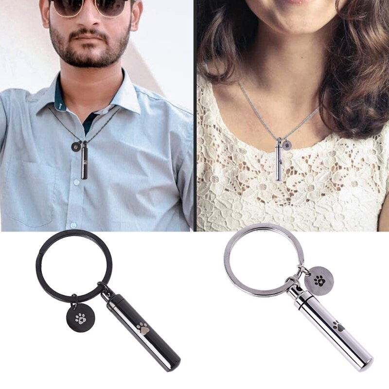 Stainless Steel Cylinder Urn Keychain Key Ring for... – Grandado