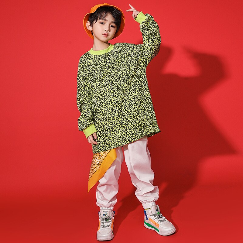 Kids Hip Hop Dancing Outfits Leopard Print Long Sl... – Grandado