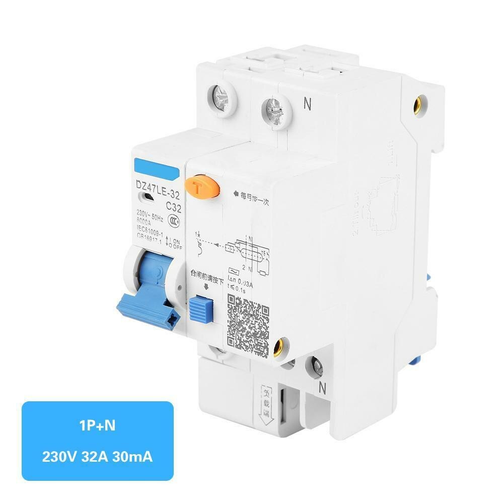 DZ47LE-32 1P+N 32A 230V Earth Leakage Safety Prote... – Grandado