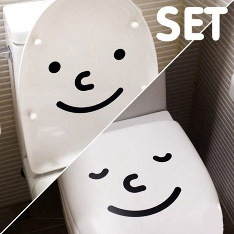 Een Set Van Twee Grote Smiley Wc Stickers Wanddeco... – Grandado