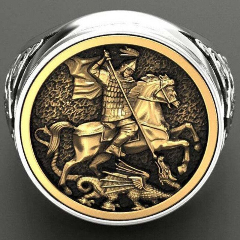 Novelty Men Signet Rings Saint George Portrait Rom... – Grandado