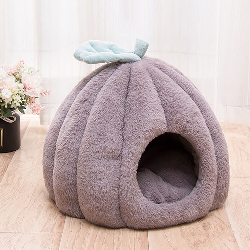 Cute Pumpkin Shape Pet Cat Dog Plush House Cave fo... – Grandado