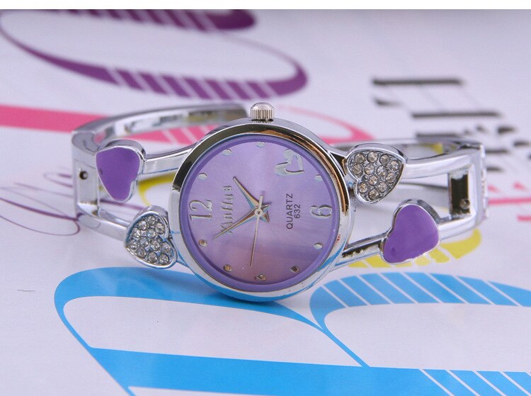 Korean brand heart-shaped diamond bracelet watch q... – Grandado