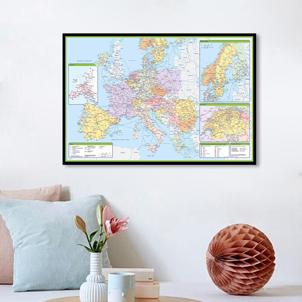 90*60cm The Europe Political and Traffic Map with ... – Grandado