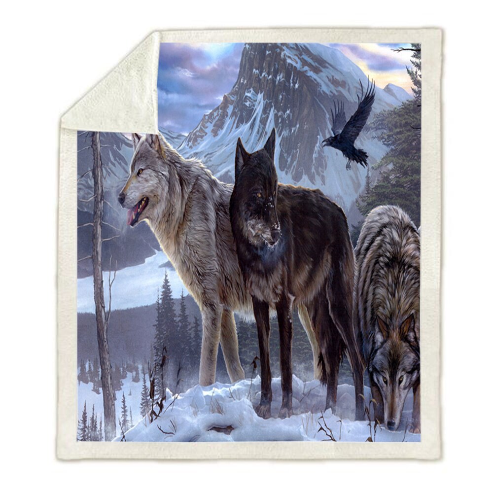 3D Blanket Snow Wolf Plush Throw Sofa Noble Bedspr... – Grandado