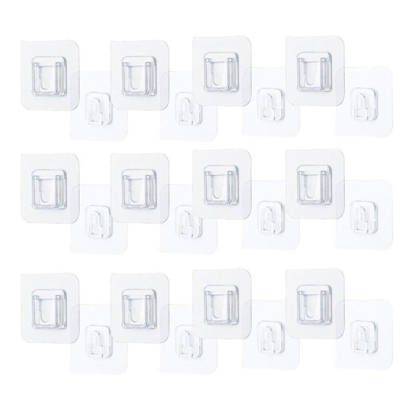 12 Pairs Double Sided Wall Adhesive Hook Paste Plu... – Grandado