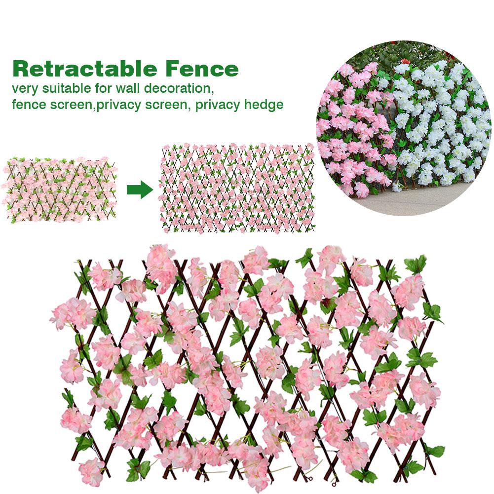Wooden Privacy Fence With Artificial Flower Leaves... – Grandado