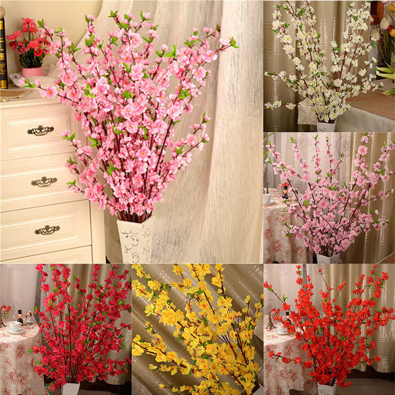 Artificial Cherry Spring Plum Peach Blossom Branch... – Grandado