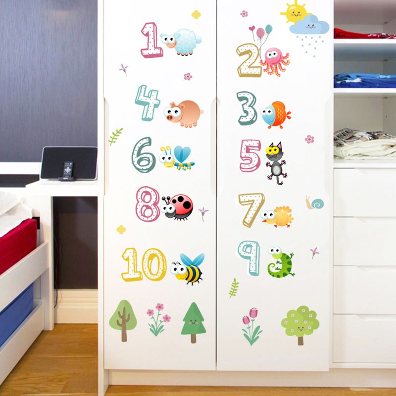 Animal Number Cartoon Wall Sticker Children Room K... – Grandado