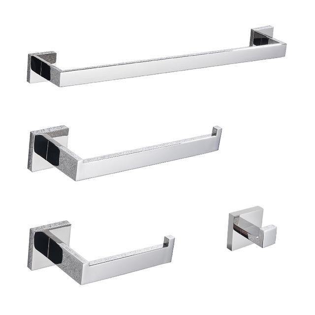 Bathroom Hardware Set Chrome Robe Hook Towel Rail ... – Vicedeal