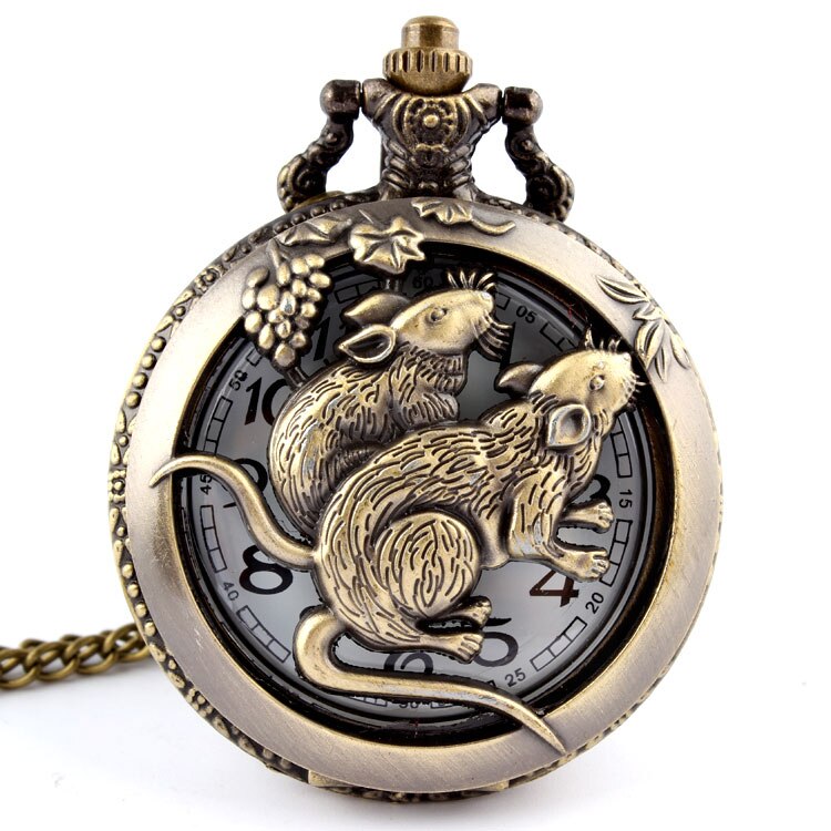 Retro Bronze Wolf Hollow Quartz Pocket Watch Mens ... – Grandado