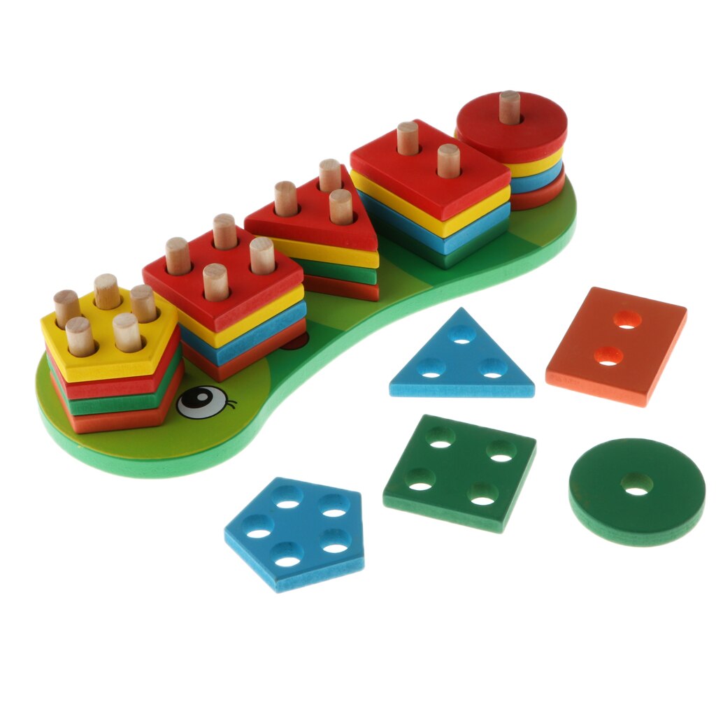 Wooden Geometric Stacking Shape Matching Toys For ... – Vicedeal