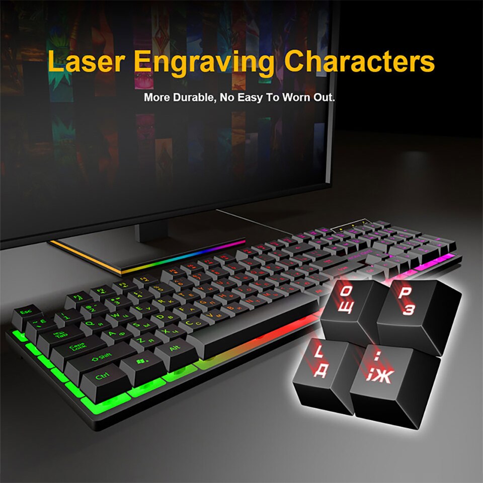 Gaming keyboard Wired Gaming Mouse Kit 104 Keycaps... – Vicedeal