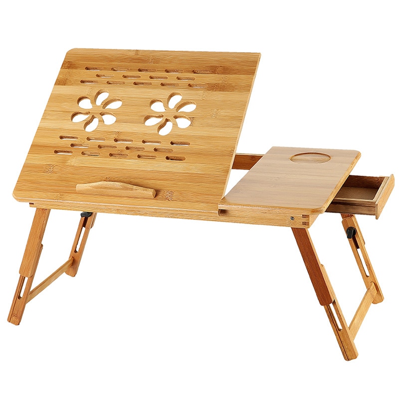 Folding portable bamboo notebook computer desk adj... – Vicedeal